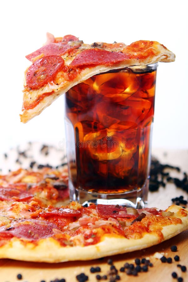 Fresh Pizza and Cold Cola Drink Stock Image - Image of junk, italian ...