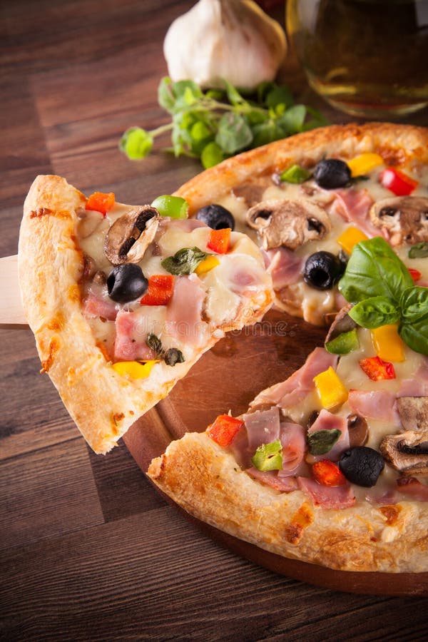 Fresh pizza stock image. Image of meal, salami, copy - 36690547