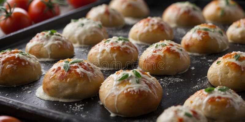 Fresh Pizza Dough Balls Rising in a Tray. Stock Illustration ...