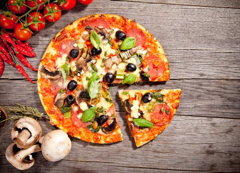 Fresh pizza stock image. Image of wooden, ingredient - 32397301