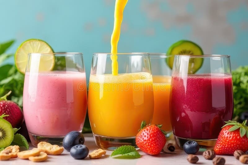 Fresh Plant-Based Drinks stock illustration. Illustration of generative ...