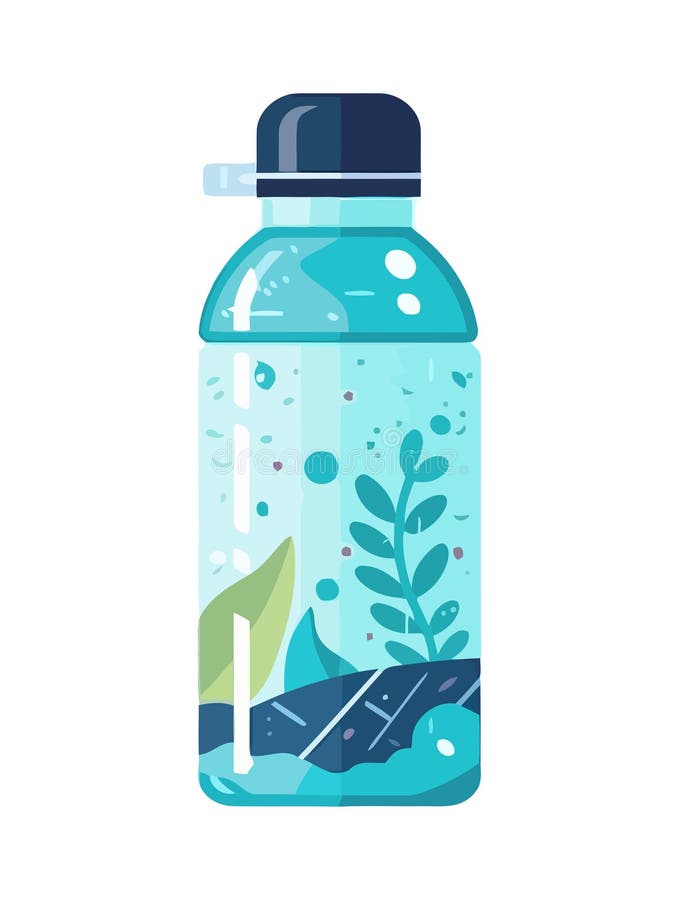 Fresh Plant Symbol in Blue Liquid Bottle Stock Vector - Illustration of ...
