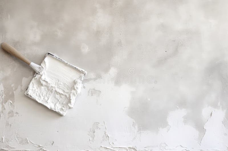 Fresh Plaster on a Trowel in Front of a Half-finished Wall Stock Photo ...