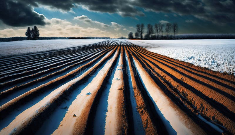 Fresh Plowed Field Land Close-up in the Rays of the Sun. AI Generated ...