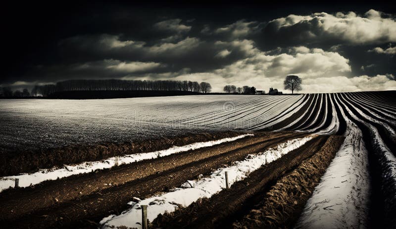 Fresh Plowed Field Land Close-up in the Rays of the Sun. AI Generated ...