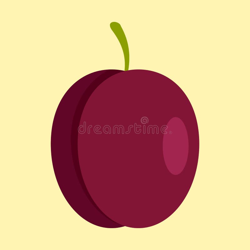 Fresh Plum Icon, Flat Style Stock Vector - Illustration of diet, green ...