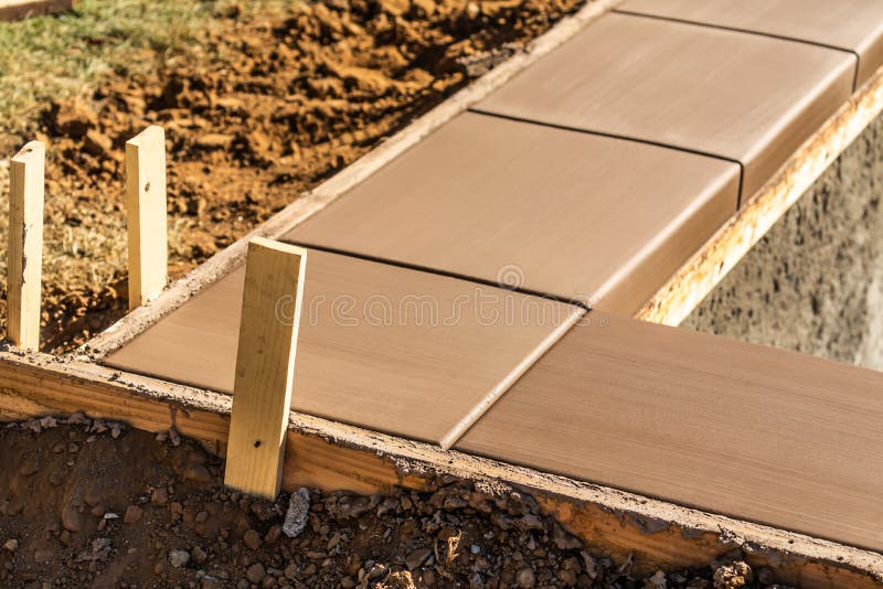 Fresh Pool Coping Cement Drying within Wood Framing Stock Image - Image ...