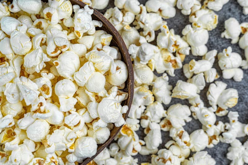 Fresh Popcorn Snacks in a Wooden Bowl Stock Image - Image of junkfood ...