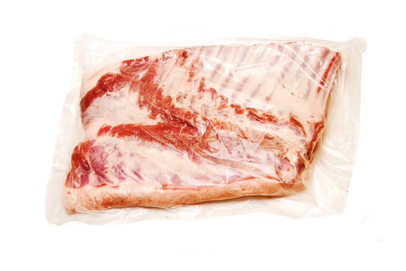 Fresh Pork Meat Breast With Bone Stock Photo - Image of blue, stack ...