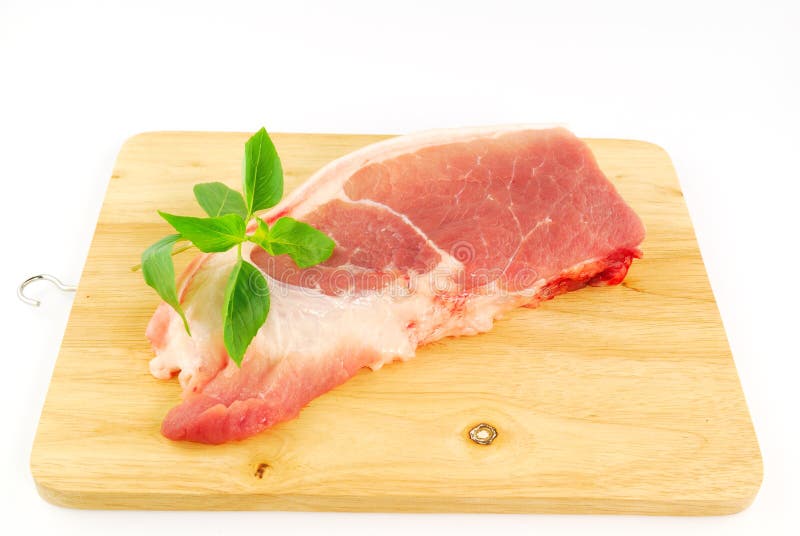 Fresh Pork Meat on a Cutting Board Stock Photo - Image of meat ...
