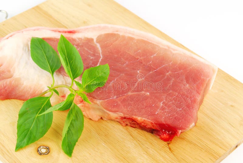 Fresh Pork Meat on a Cutting Board Stock Image - Image of protein ...