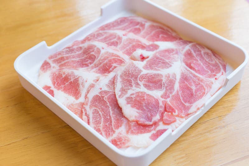 Fresh Pork Neck Sliced Raw or Collar Pork on Board with Ingredients for ...