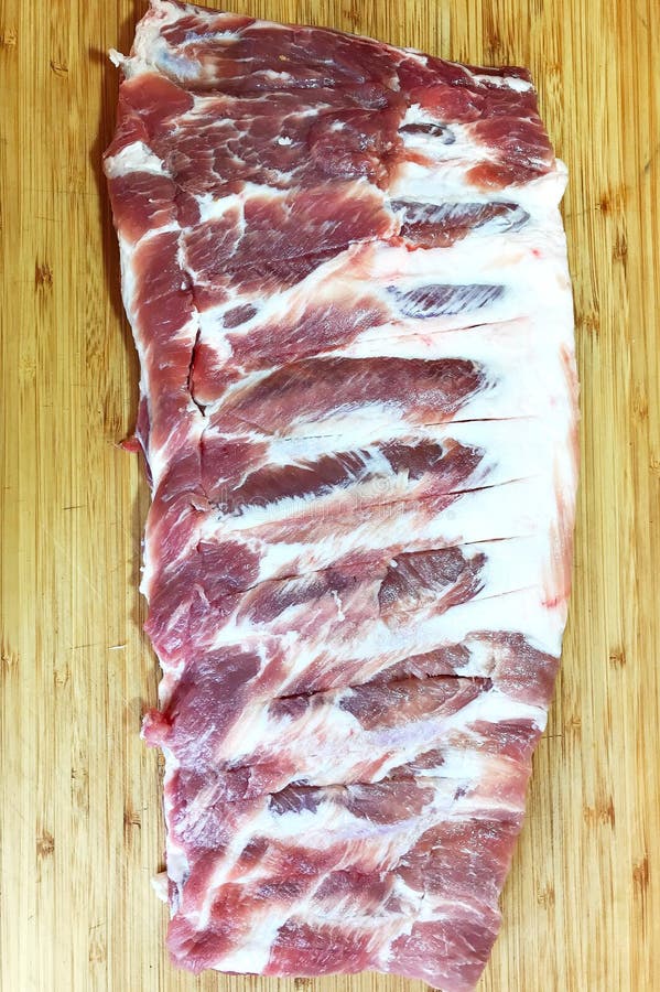 Fresh Pork Ribs on the Table, Ready for the Barbecue. Stock Photo ...