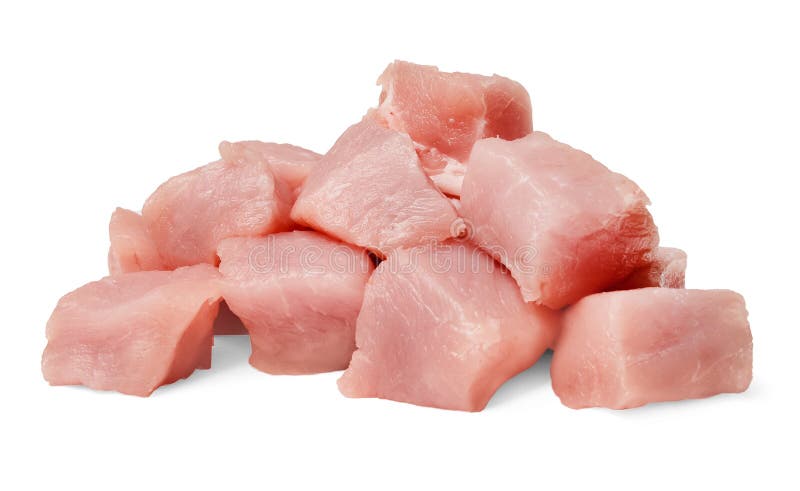 Fresh Pork Slices Isolated on White. Close-up Stock Image - Image of ...