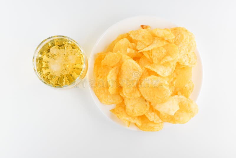 Potato chips on a plate stock image. Image of chips - 116257027