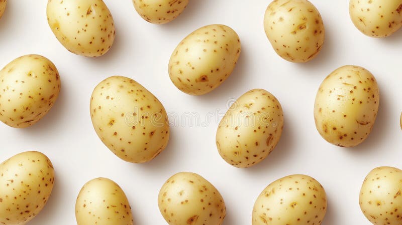 Fresh Potato Pattern on White Background, Top View Stock Photo - Image ...