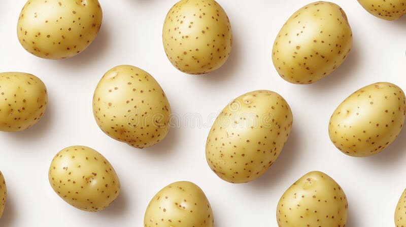 Fresh Potato Pattern on White Background, Top View Stock Illustration ...