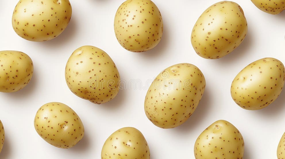 Fresh Potato Pattern on White Background, Top View Stock Illustration ...