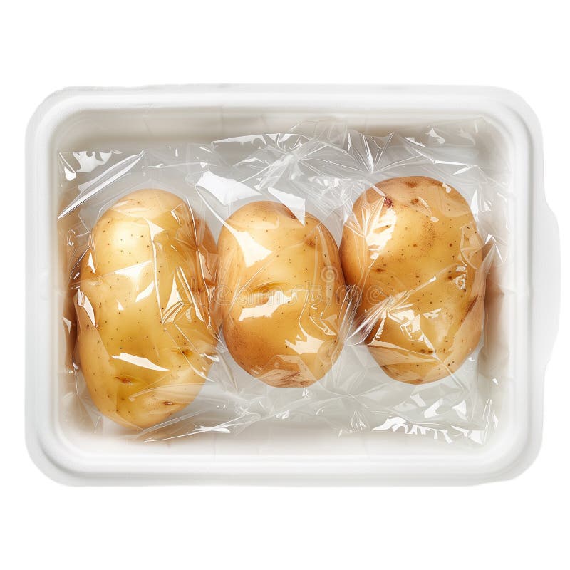 Fresh Potatoes in Plastic Packaging Isolated on Transparent Background ...