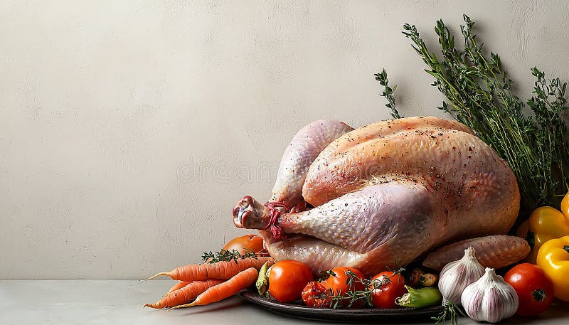 Fresh Poultry and Meat on Wooden Table Cooking Generated by AI Stock ...