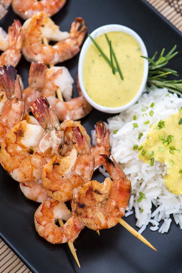 Fresh Prawn Skewers stock photo. Image of scampis, gourmet - 37432828