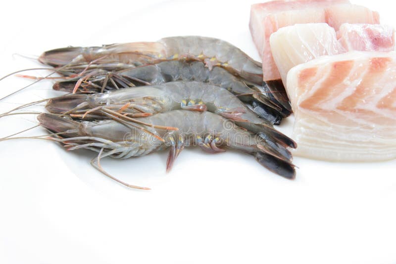 Fresh prawns and fish meat stock photo. Image of good - 7237532