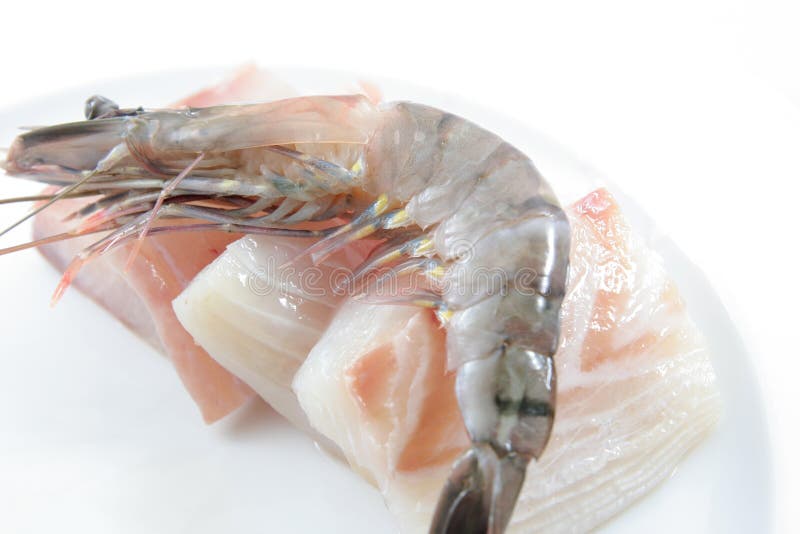Fresh prawns and fish meat stock photo. Image of good - 7237532