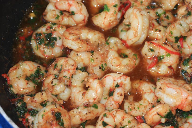 Fresh prawns in a marinade stock image. Image of cook - 205738141