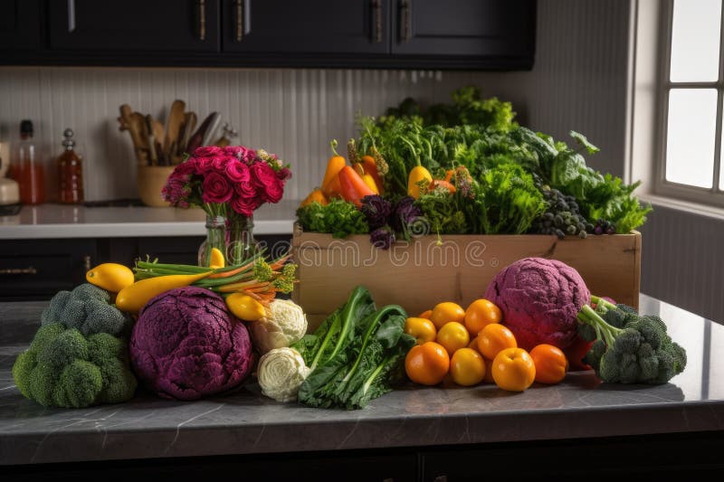 Fresh Produce Arrangement with Pops of Color and Playful Presentation ...