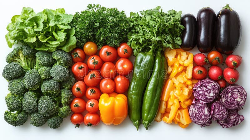 Fresh Produce: a Collection of Vegetables Set Against a White Backdrop ...