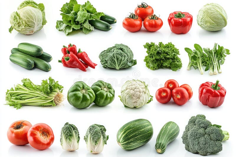 Fresh Produce: a Collection of Vegetables Set Against a White Backdrop ...