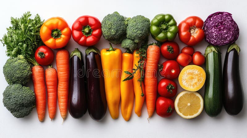Fresh Produce: a Collection of Vegetables Set Against a White Backdrop ...