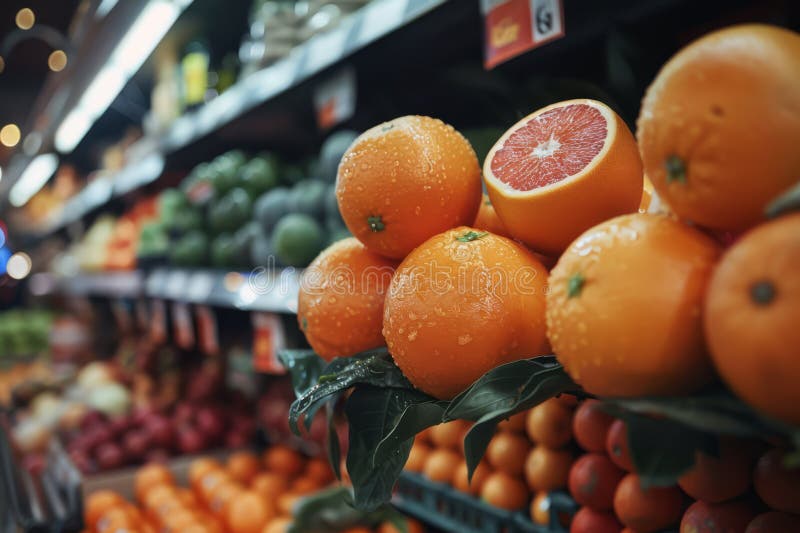 New Fresh Product Display at the Grocery Store Stock Illustration ...