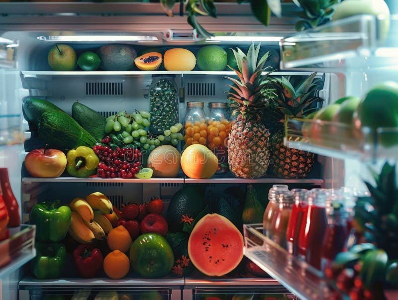 Fresh produce fridge stock photo. Image of lifestyle - 384001496