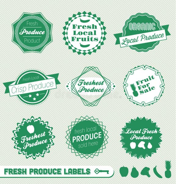 Fresh Produce Labels and Stickers Stock Vector - Illustration of ...