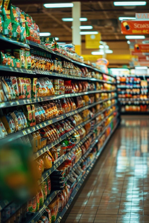 Fresh Produce and Packaged Goods on Display in a Typical Grocery Store ...