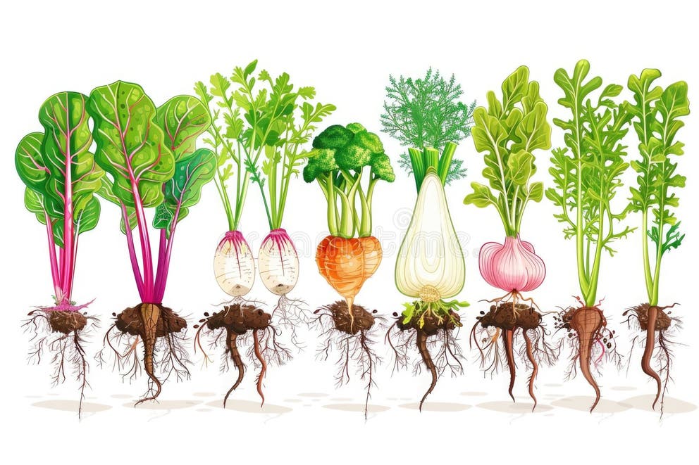 Fresh Produce with Root Systems Visible Stock Photo - Image of root ...