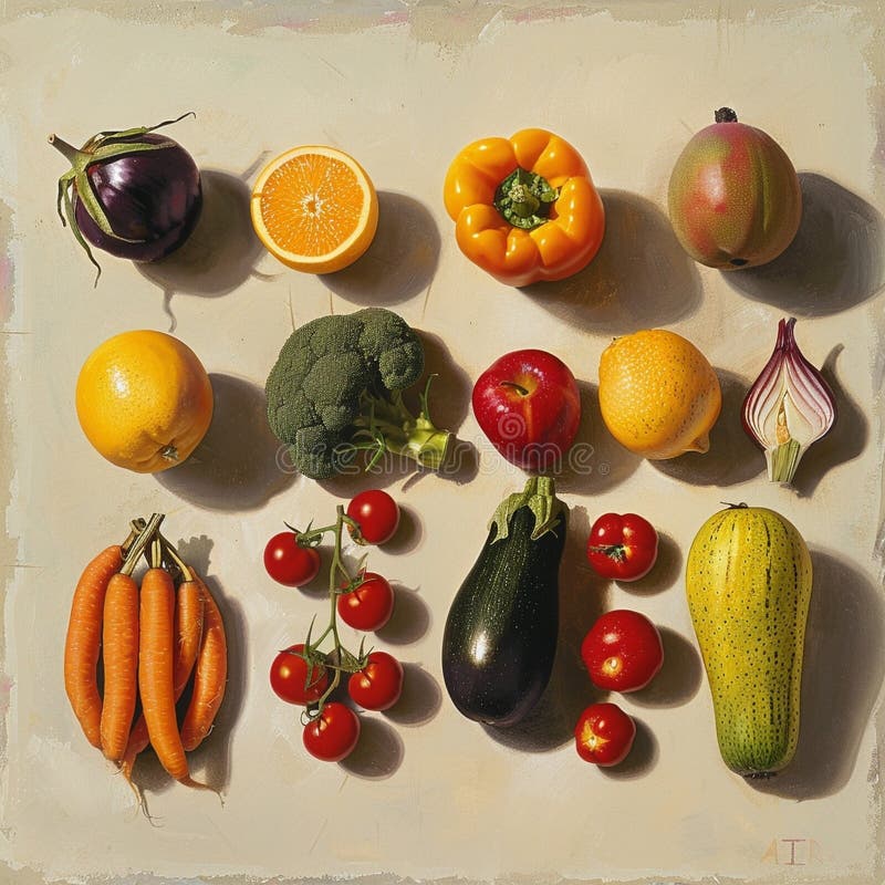 Fresh Produce Selection for Healthy Eating Stock Illustration ...