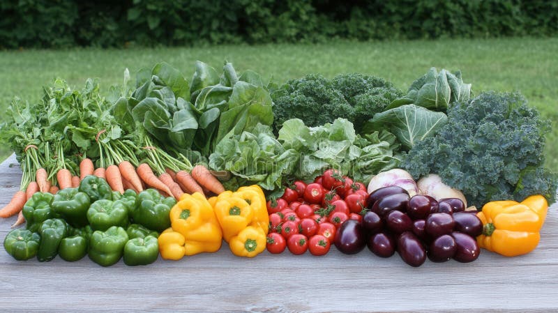 Fresh Produce Variety of Fruits and Vegetables Stock Illustration ...