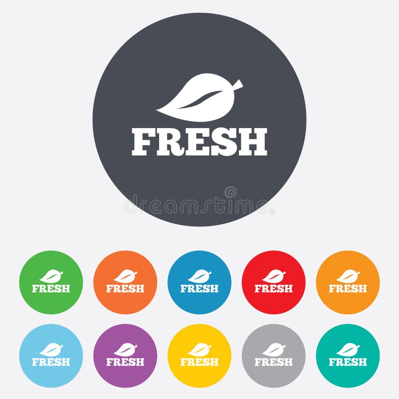 Fresh Product Sign Icon. Leaf Symbol Stock Illustration - Illustration ...