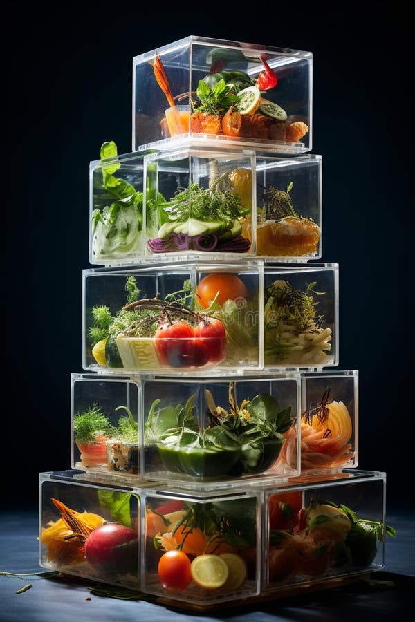 Fresh Products in Transparent Boxes for Food. Stock Image - Image of ...