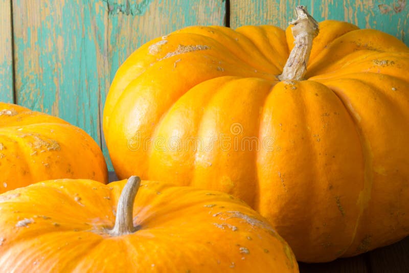Fresh Pumkins on Wooden Table Stock Photo - Image of leaf, ingredient ...