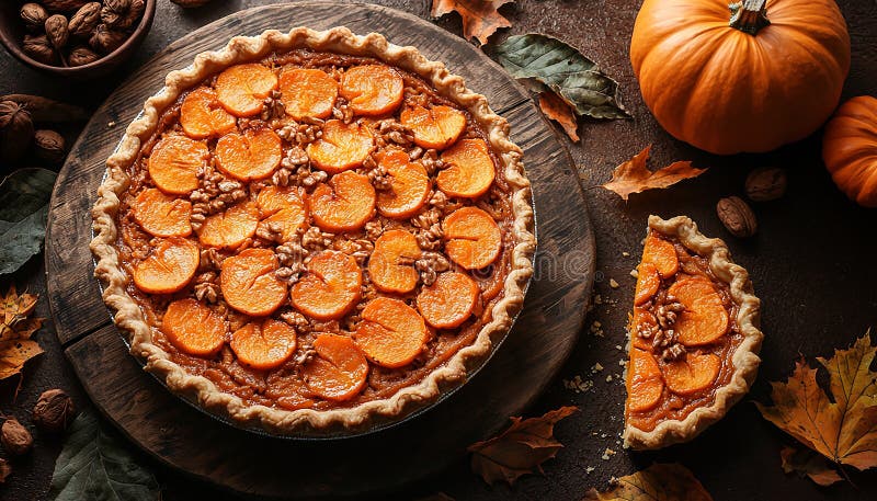 Fresh Pumpkin Pie Baked on Rustic Wood Table Generated by AI Stock ...