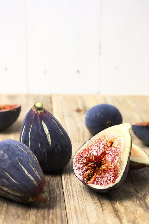 Fresh Figs Wooden Surface Light Background Space Copy Stock Photos ...