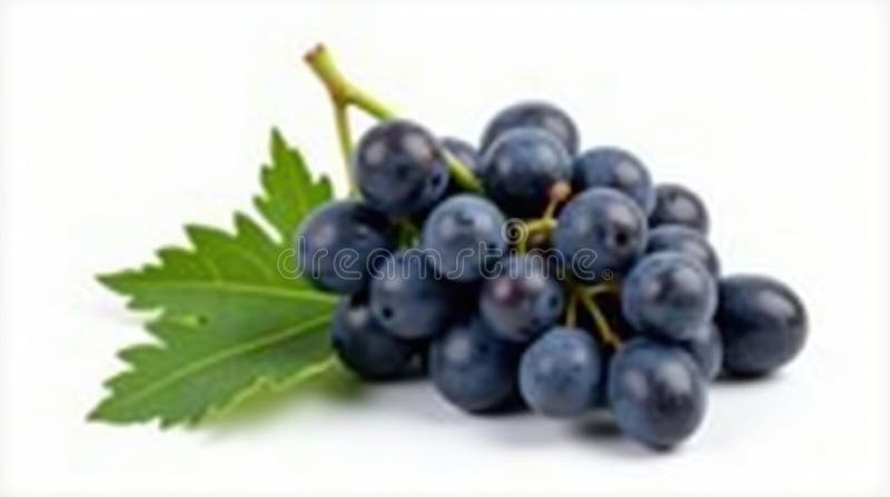 Fresh Purple Grapes with Dewdrops and Green Leaf Displayed Stock ...
