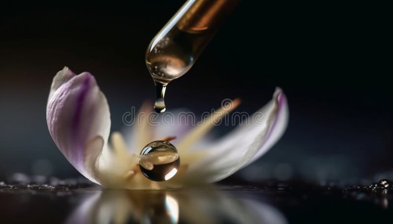 Fresh Purple Petals Reflect in Dewy Water Generated by AI Stock ...