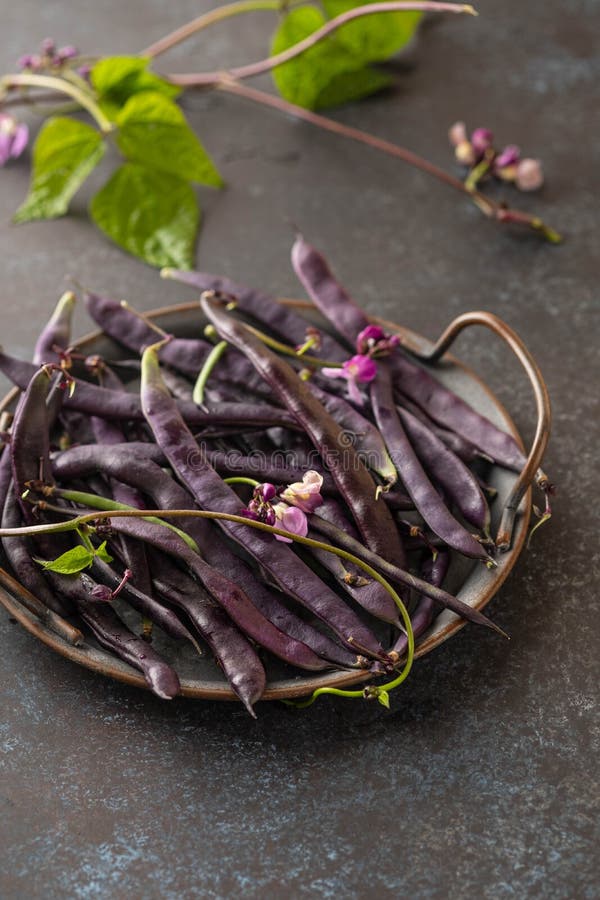 Fresh Purple String Beans on a Black Table, Clean Eating,selective ...