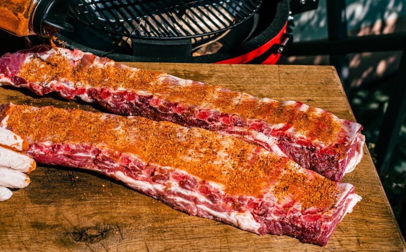 Fresh Rack of Raw Pork Spare Ribs Stock Image - Image of fresh ...