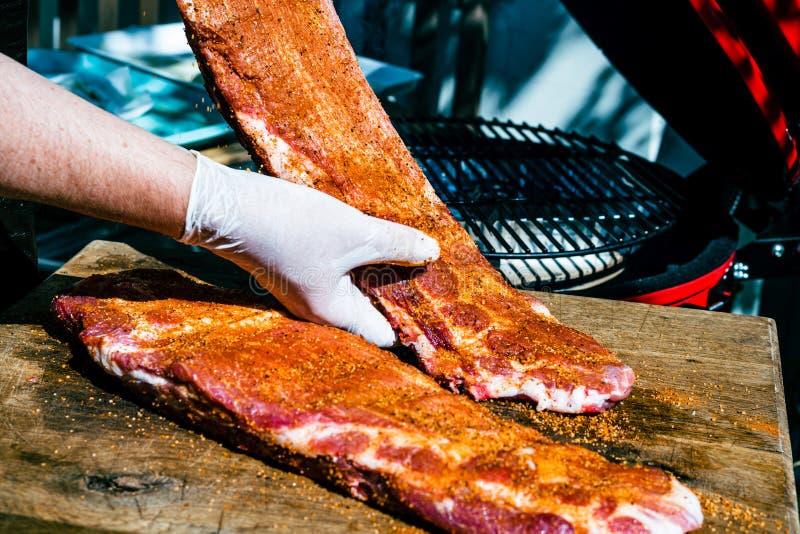 Fresh Rack of Raw Pork Spare Ribs Stock Image - Image of meat, cooking ...