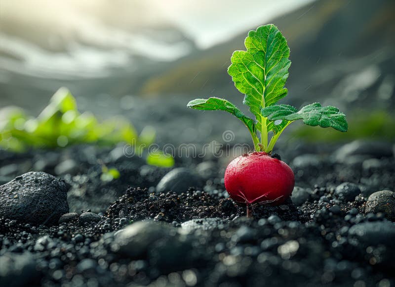 Fresh Radish Growing in the Ground Stock Photo - Image of nature ...